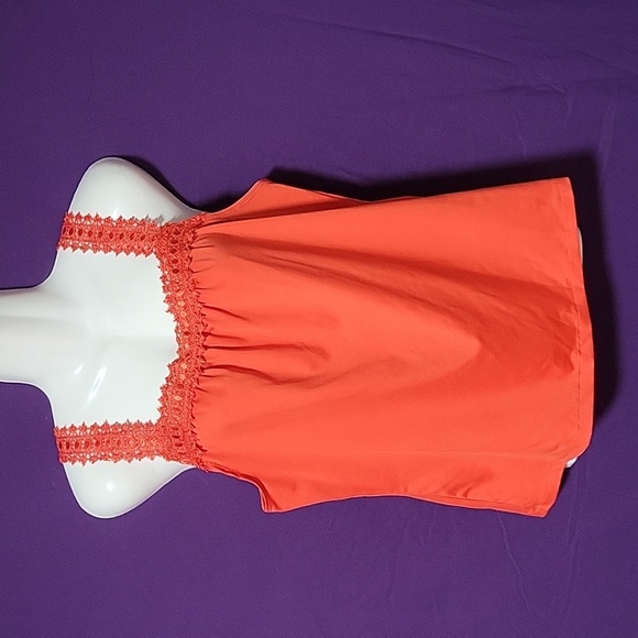 Cato | Tops | Cato Orange Lace Edged Tank Top | Poshmark